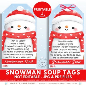Snowman Soup Tag Printable, Snowman Soup Treat Bag Topper, PTA Thank ...