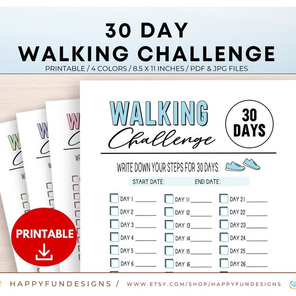 30 Day Walking Challenge Printable - Etsy