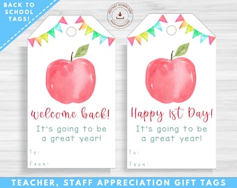 EDITABLE Back to School Gift Tags Printable, First Day of School Gift ...