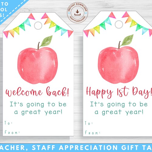 Editable Back to School Tag Happy First Day of School Gift Tag - Etsy