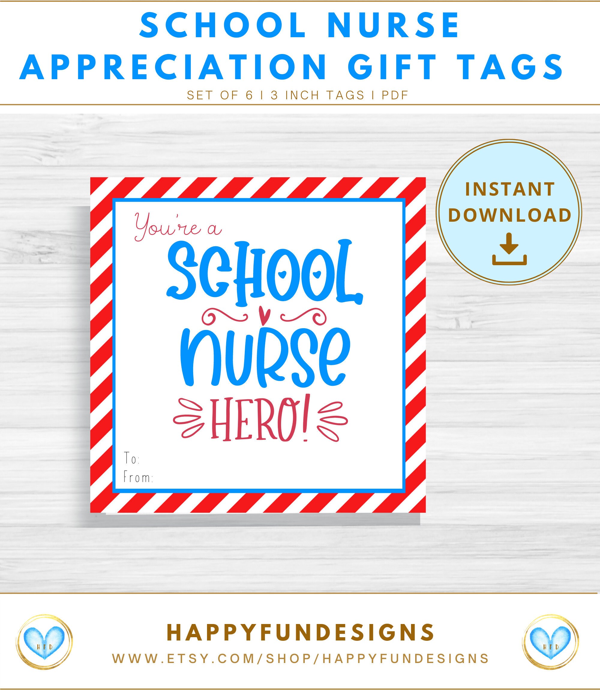 School Nurse Appreciation Gift Tags Printable Nurse Hero | Etsy