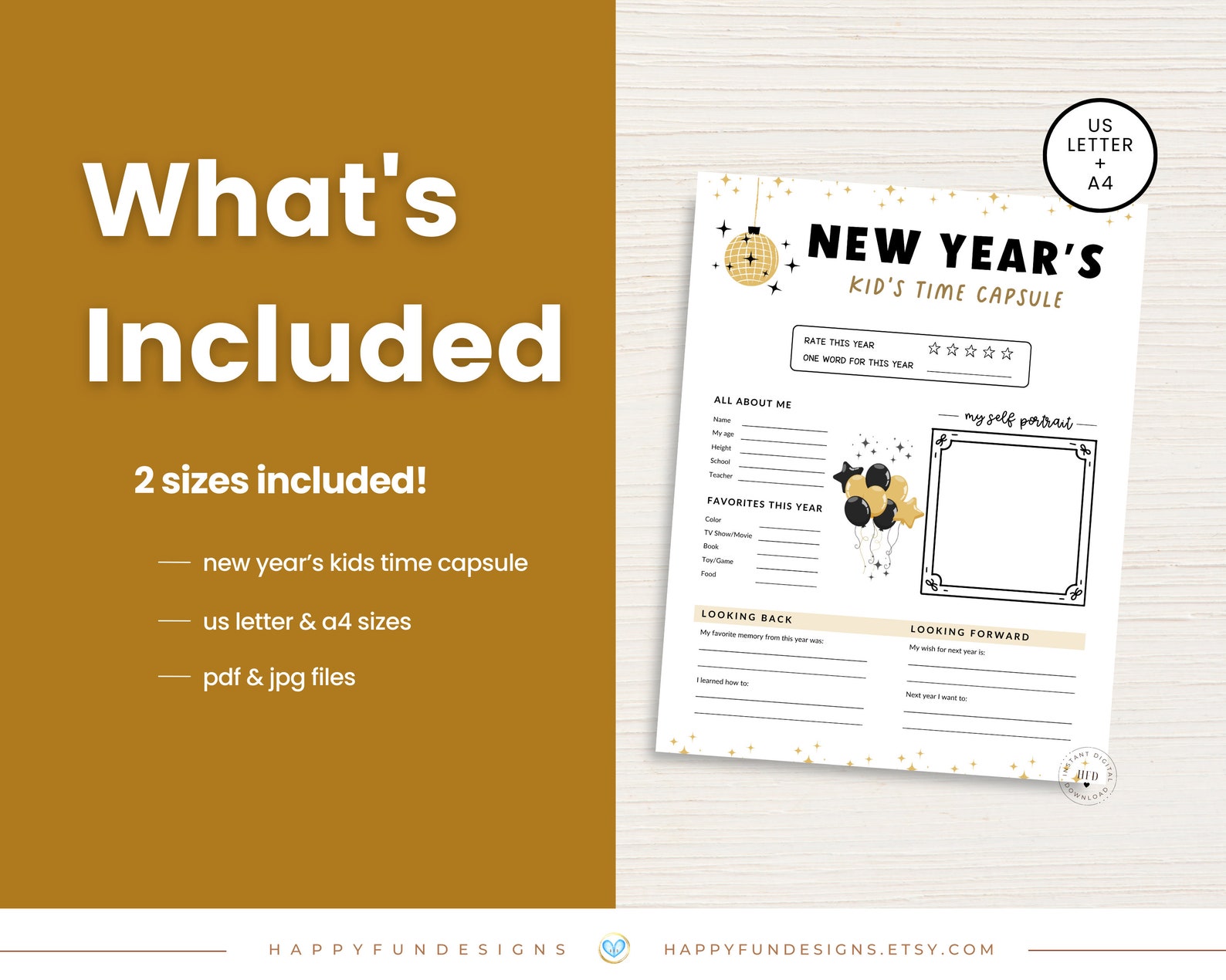 New Years Eve Kids Game, Time Capsule Questionnaire Printable, NYE ...