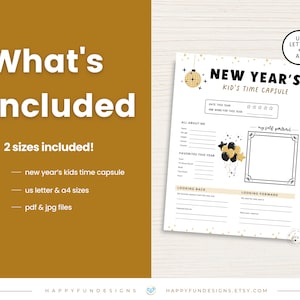 New Years Eve Kids Game, Time Capsule Questionnaire Printable, NYE ...