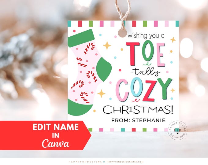 Christmas Sock Gift Tag, Christmas Socks Tag, Socks Tag, Christmas Tag ...