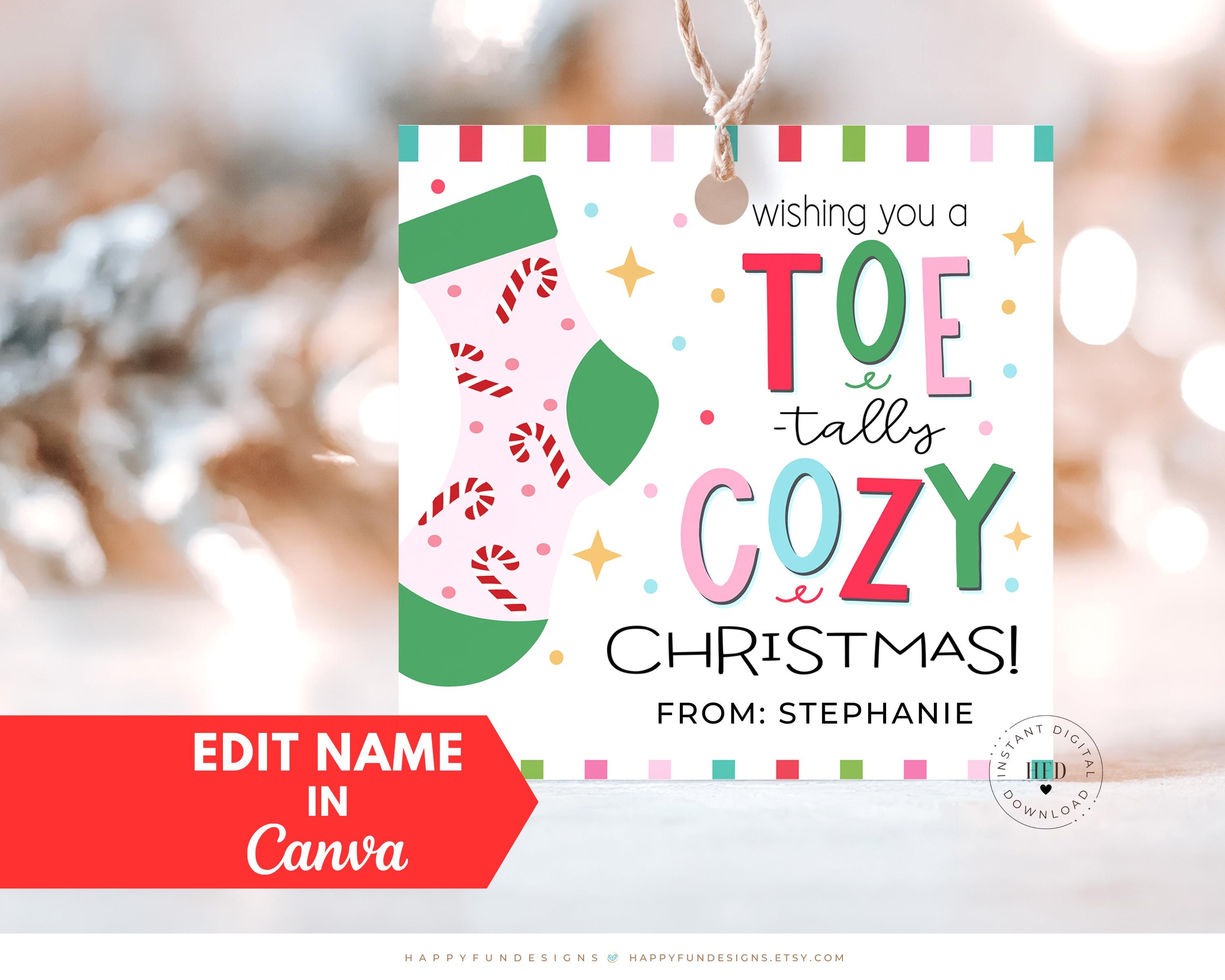 Editable Wishing You Toe Tally Cozy Tag Printable, 12 Days of Christmas ...