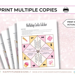 Birthday Cootie Catcher Game, Printable Fortune Teller, Chatterbox ...