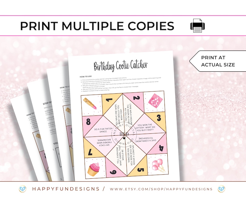 Birthday Cootie Catcher Game Printable Fortune Teller - Etsy