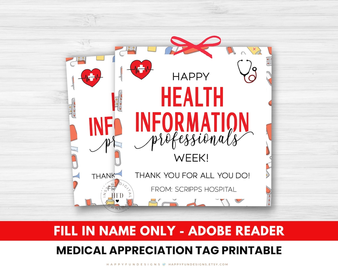Health Information Professionals Week Tag Printable Health Information ...