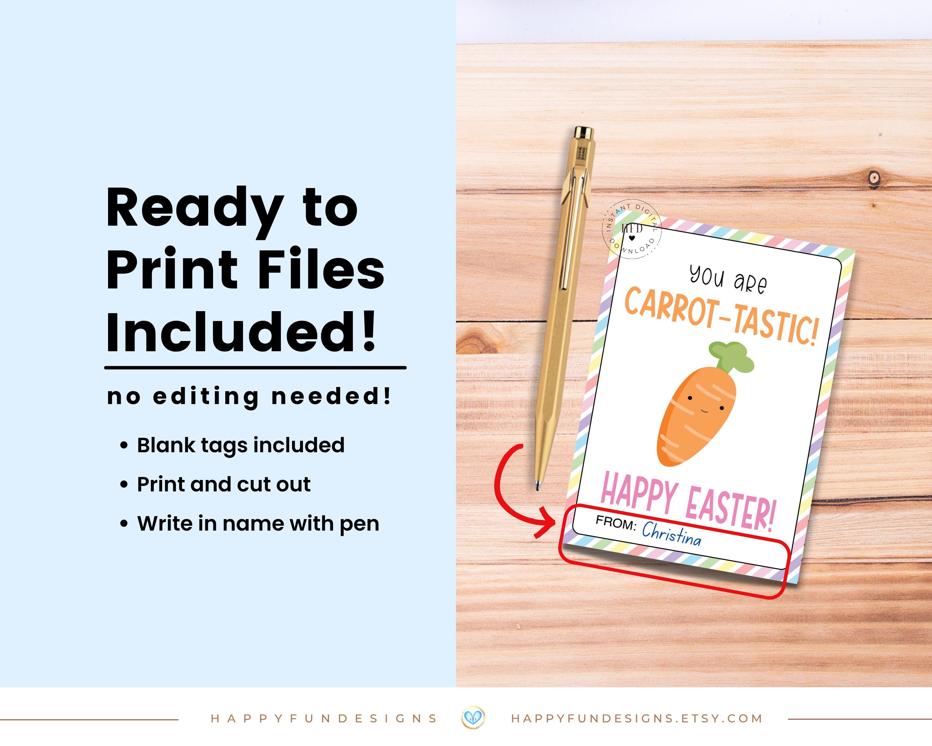 Hoppy Easter Tag Printable, Easter Fillable Tags, Easter Pun Card ...