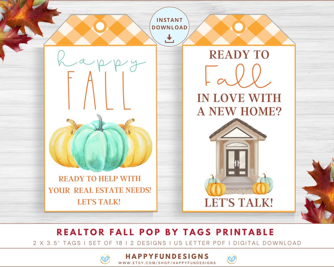Realtor Fall in Love Tag Printable, Pop by Gift Tag, Pop by Ideas for ...