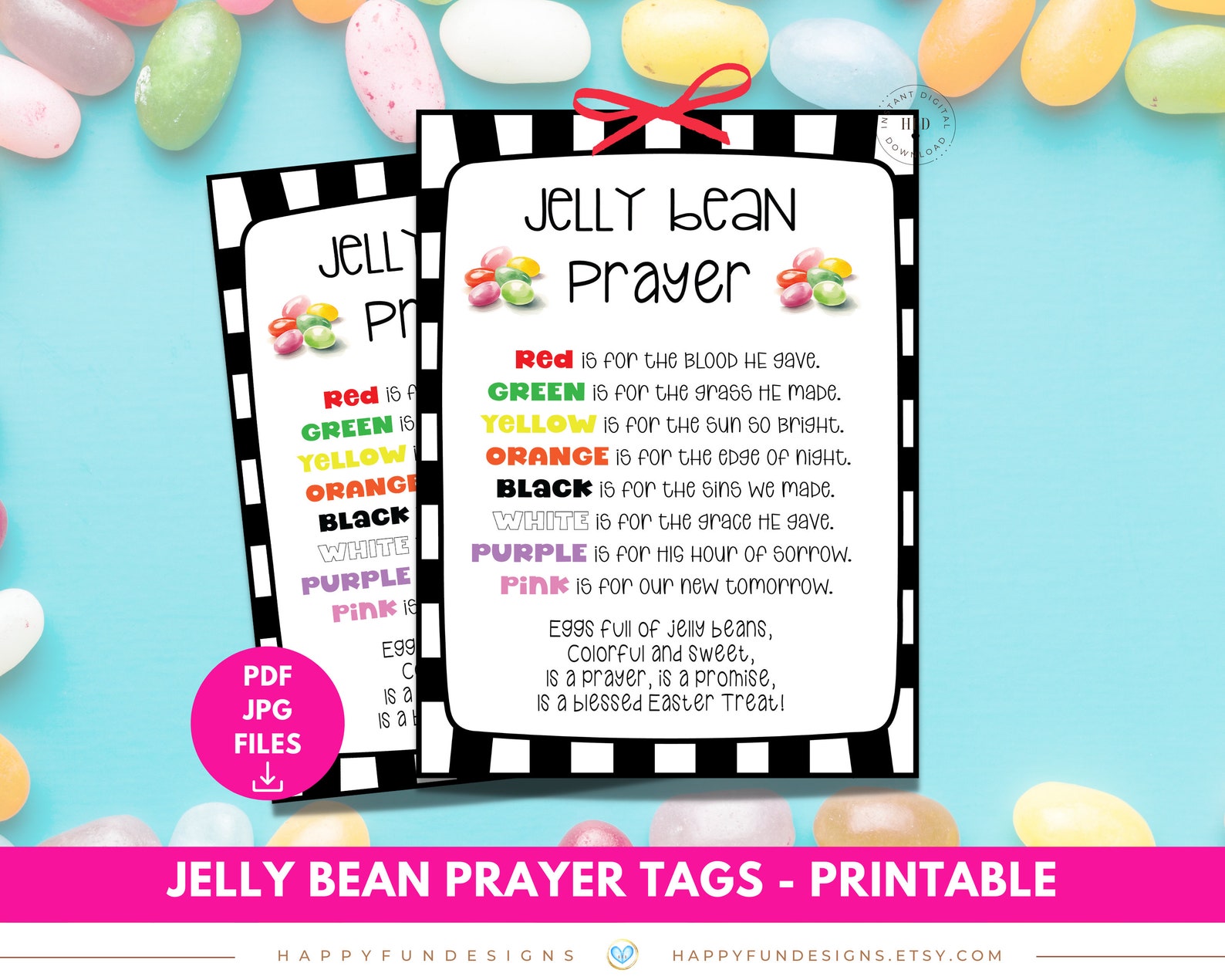 Jelly Bean Prayer Poem Tag Printable, Christian Easter Basket Filler ...