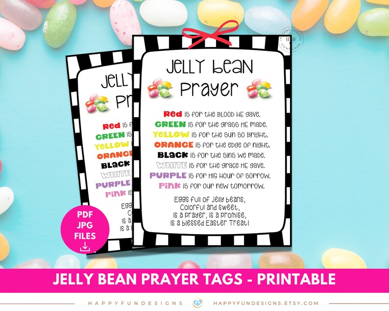 Jelly Bean Prayer Poem Tag Printable, Christian Easter Basket Filler ...