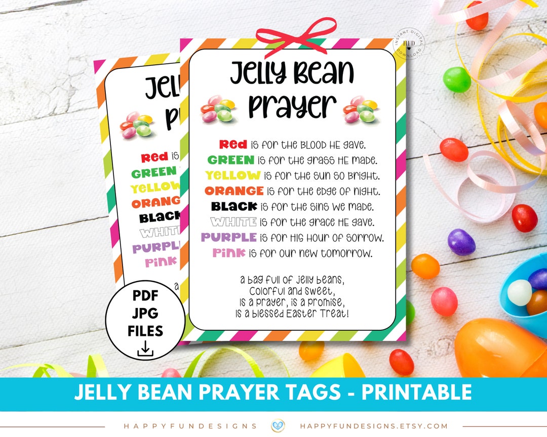 Jelly Bean Prayer Poem Tag Printable, Easter Church Activity, Sunday ...