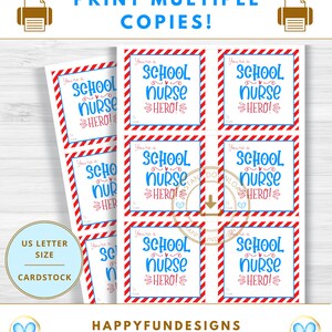 School Nurse Appreciation Gift Tags Printable, Nurse Hero, School Nurse ...