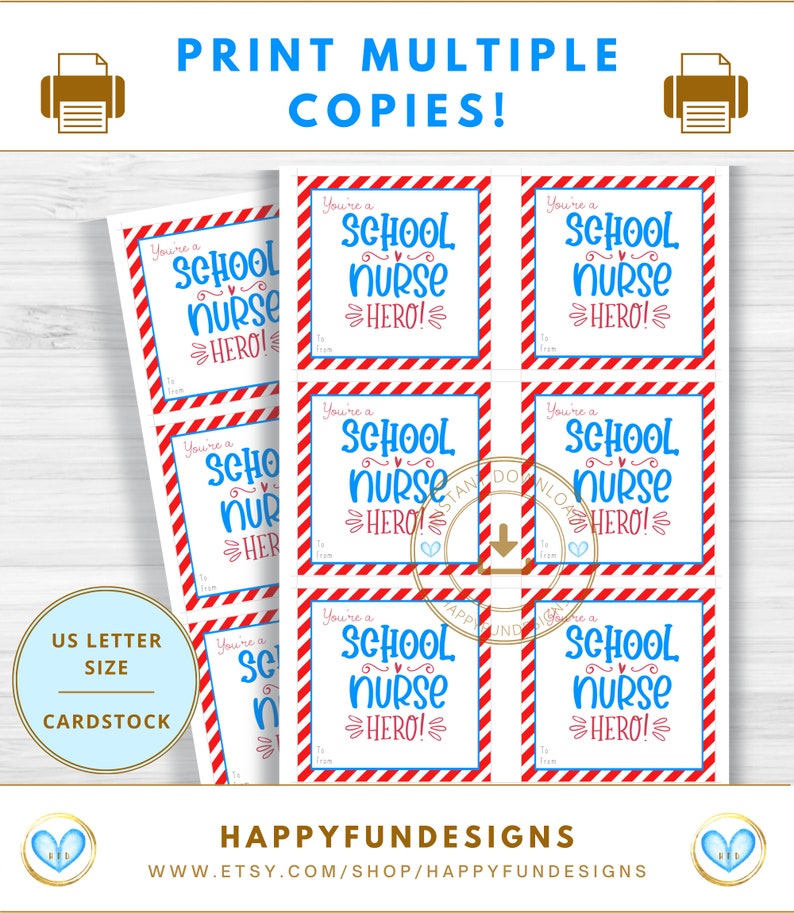 School Nurse Appreciation Gift Tags Printable Nurse Hero - Etsy