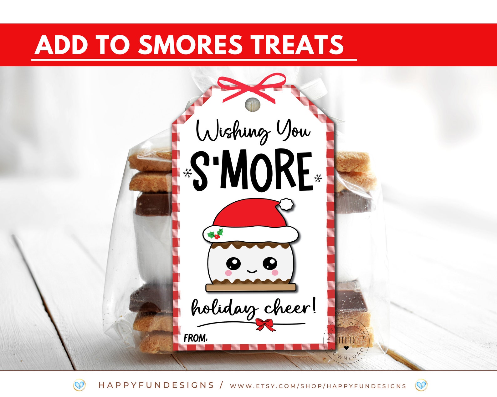 Christmas Smore Tag Printable Wishing You Smore Holiday - Etsy