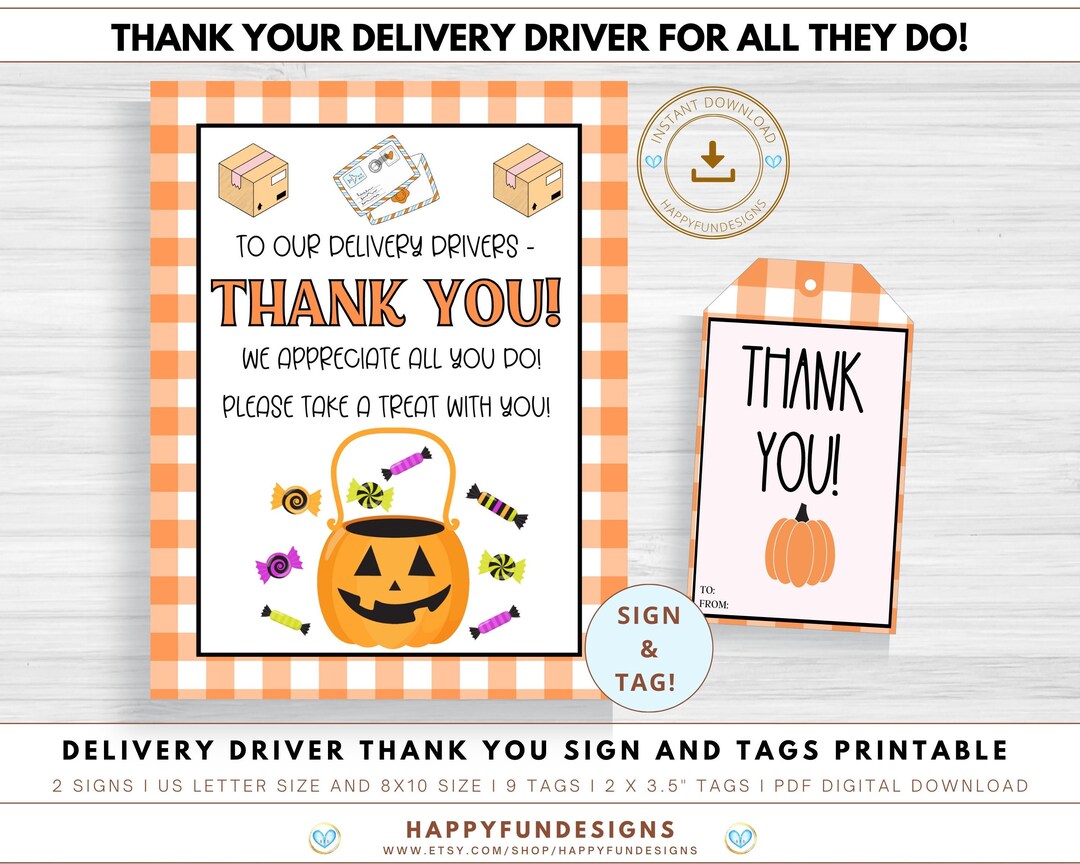 Delivery Driver Thank You Sign Printable, Delivery Driver Snack Basket ...