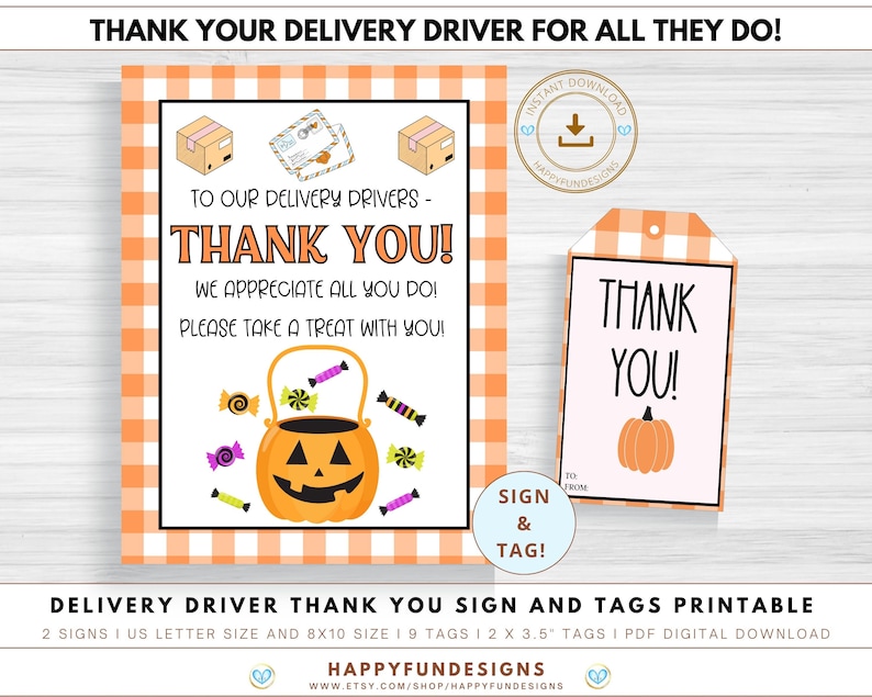 Delivery Driver Thank You Sign Printable Delivery Driver - Etsy