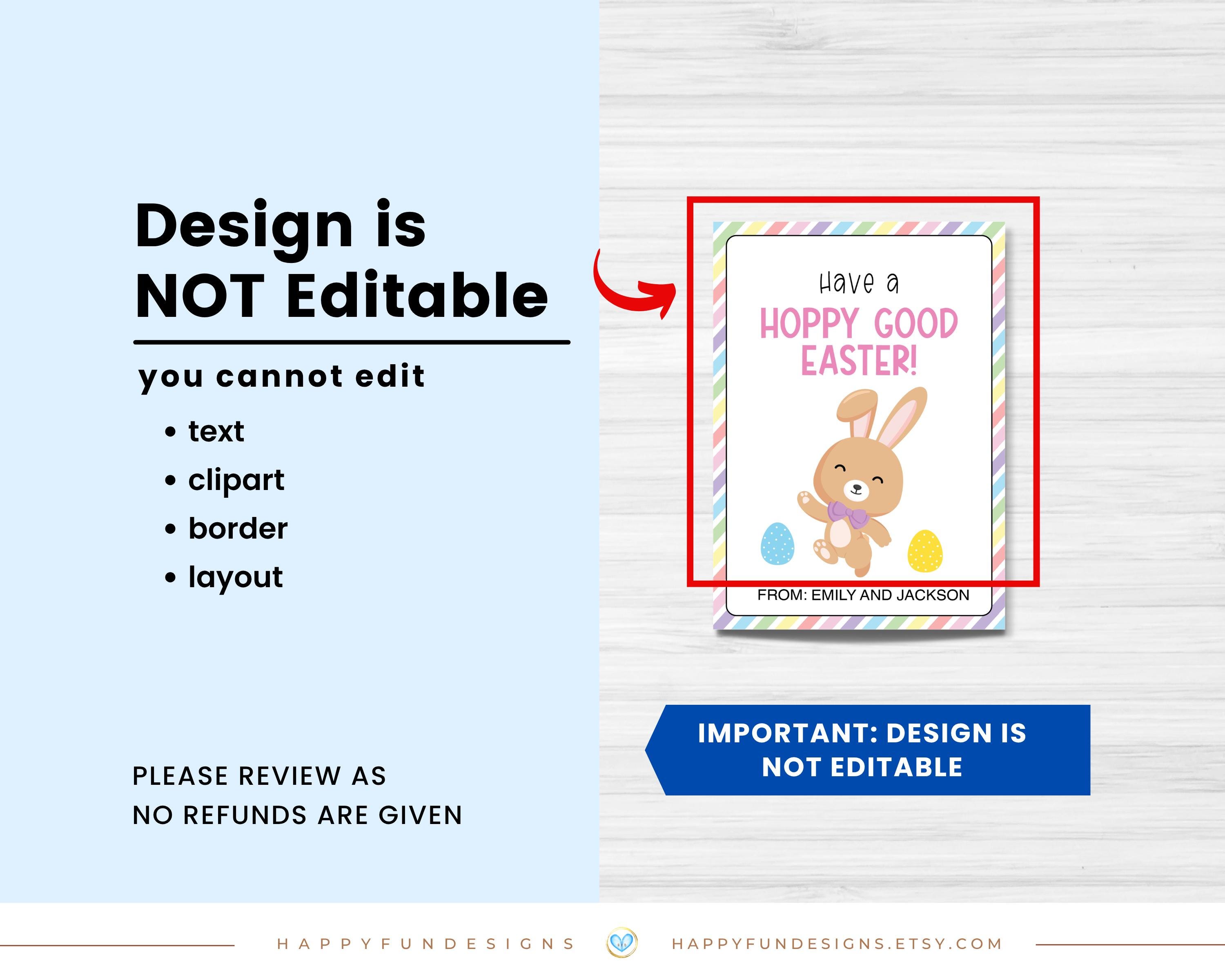 Hoppy Easter Tag Printable, Easter Fillable Tags, Easter Pun Card ...
