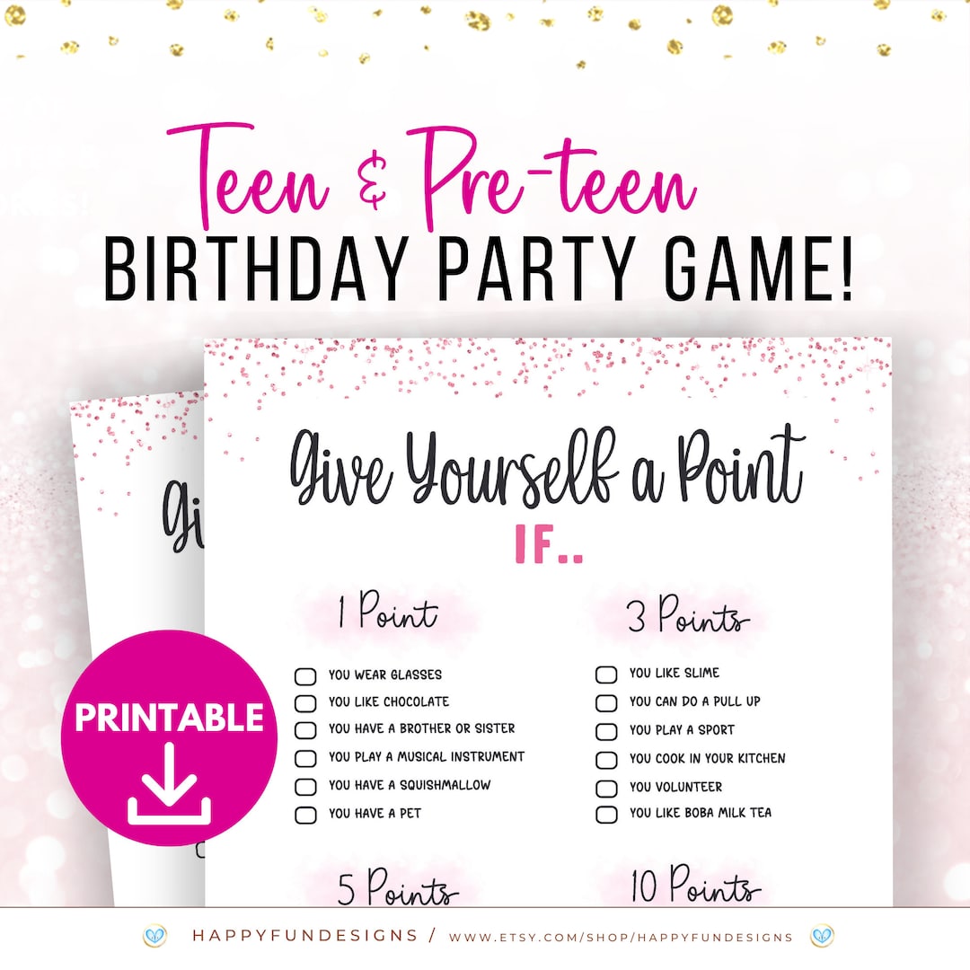 Give Yourself a Point If, Printable Party Game for Teens, Pink Slumber ...