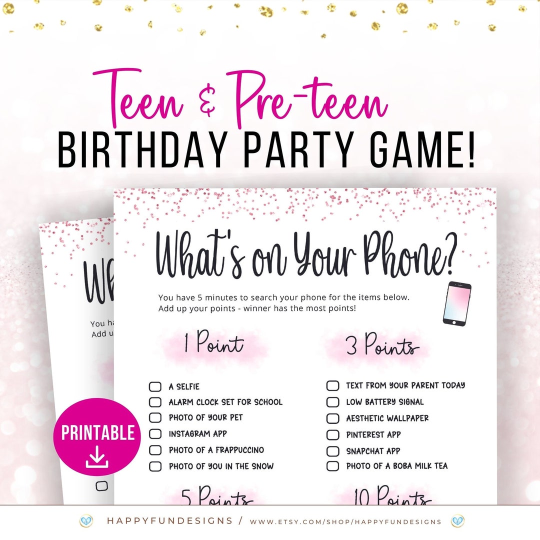 What's on Your Phone Game Printable Party Game for Teen Birthday Trivia ...