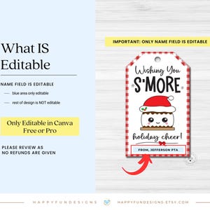 Christmas Smore Tag Printable, Wishing You Smore Holiday Cheer, Teacher ...
