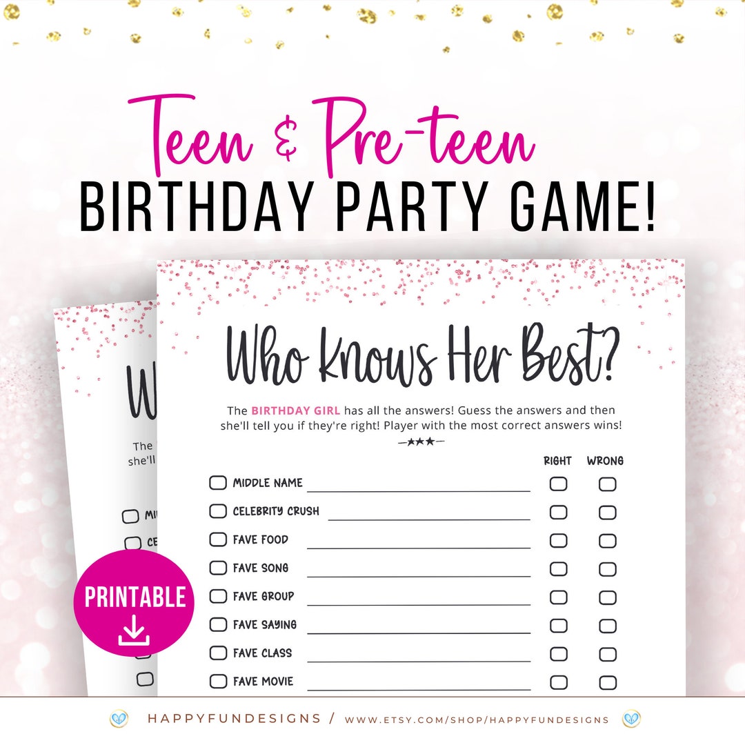 Who Knows the Birthday Girl Best, Teen Girl Games, Teen Girl Birthday ...
