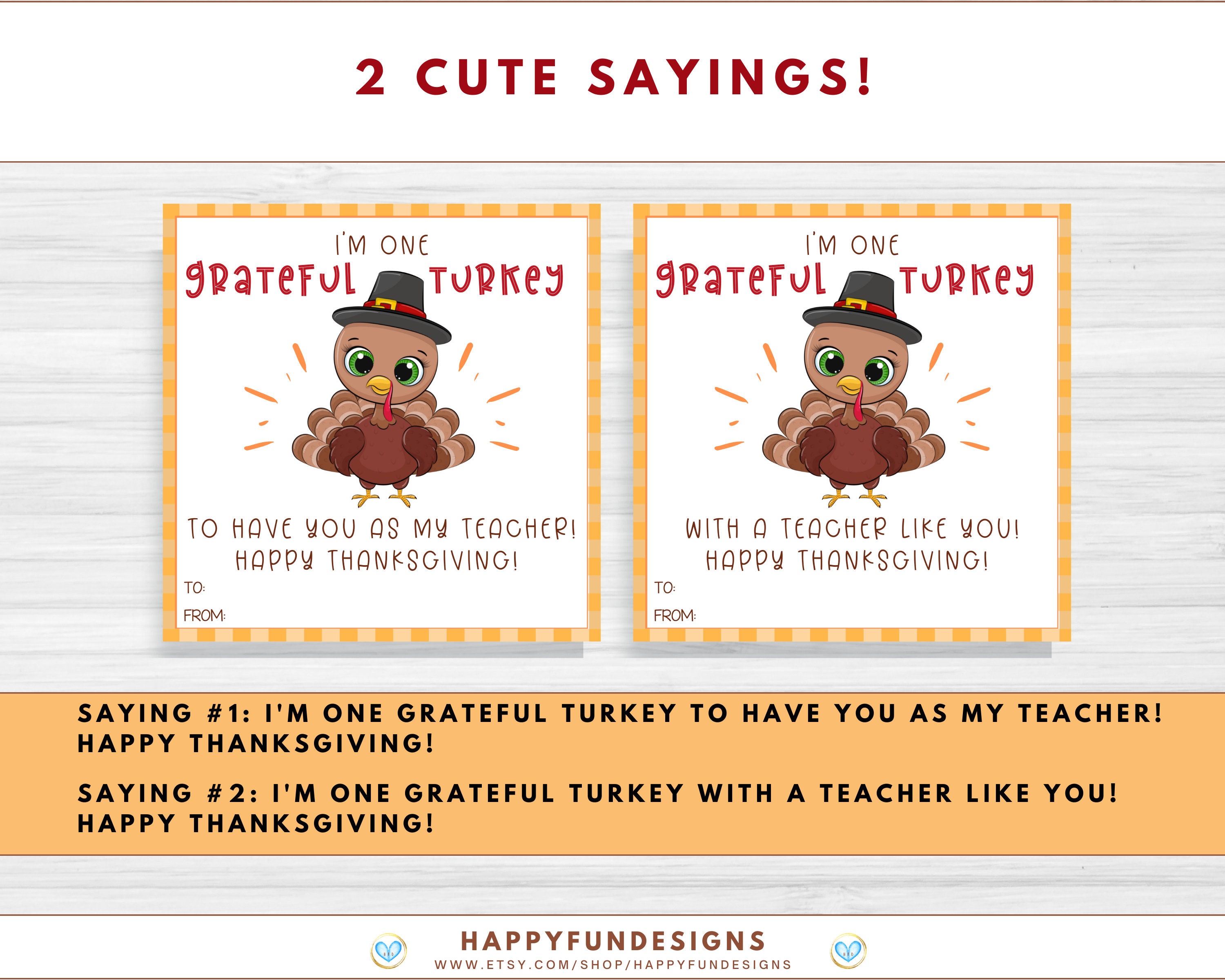 Grateful Turkey Thanksgiving Teacher Appreciation Gift Tags - Etsy