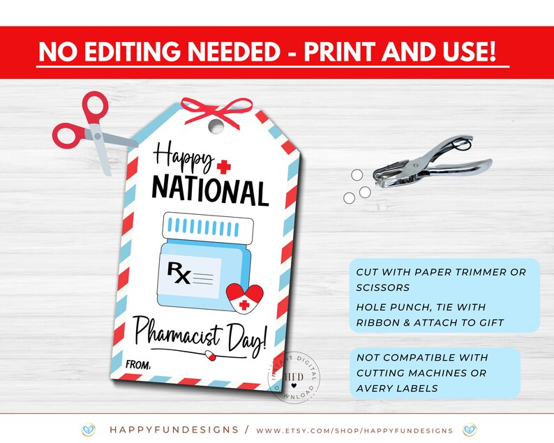 Pharmacy Appreciation Tag Printable, National Pharmacist Day Gift Idea ...