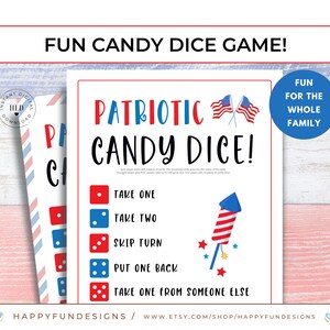 Patriotic Party Game Candy Dice Game Printable July 4th Game for Kid ...