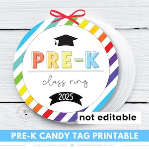 Prek Preschool Class Ring Candy Tag Printable, Prek Candy Ring Class ...