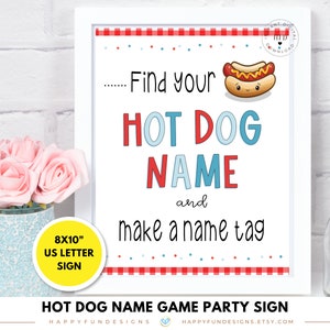 Whats Your Hot Dog Name Game Kit Printable, Kids Backyard Camping Hot ...
