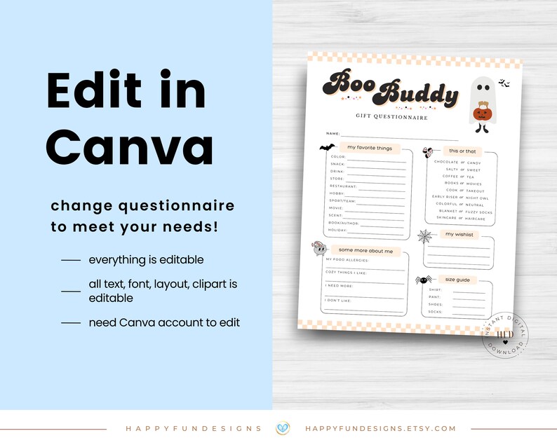 Editable Halloween Boo Buddy Questionnaire Printable, Youve Been Booed ...