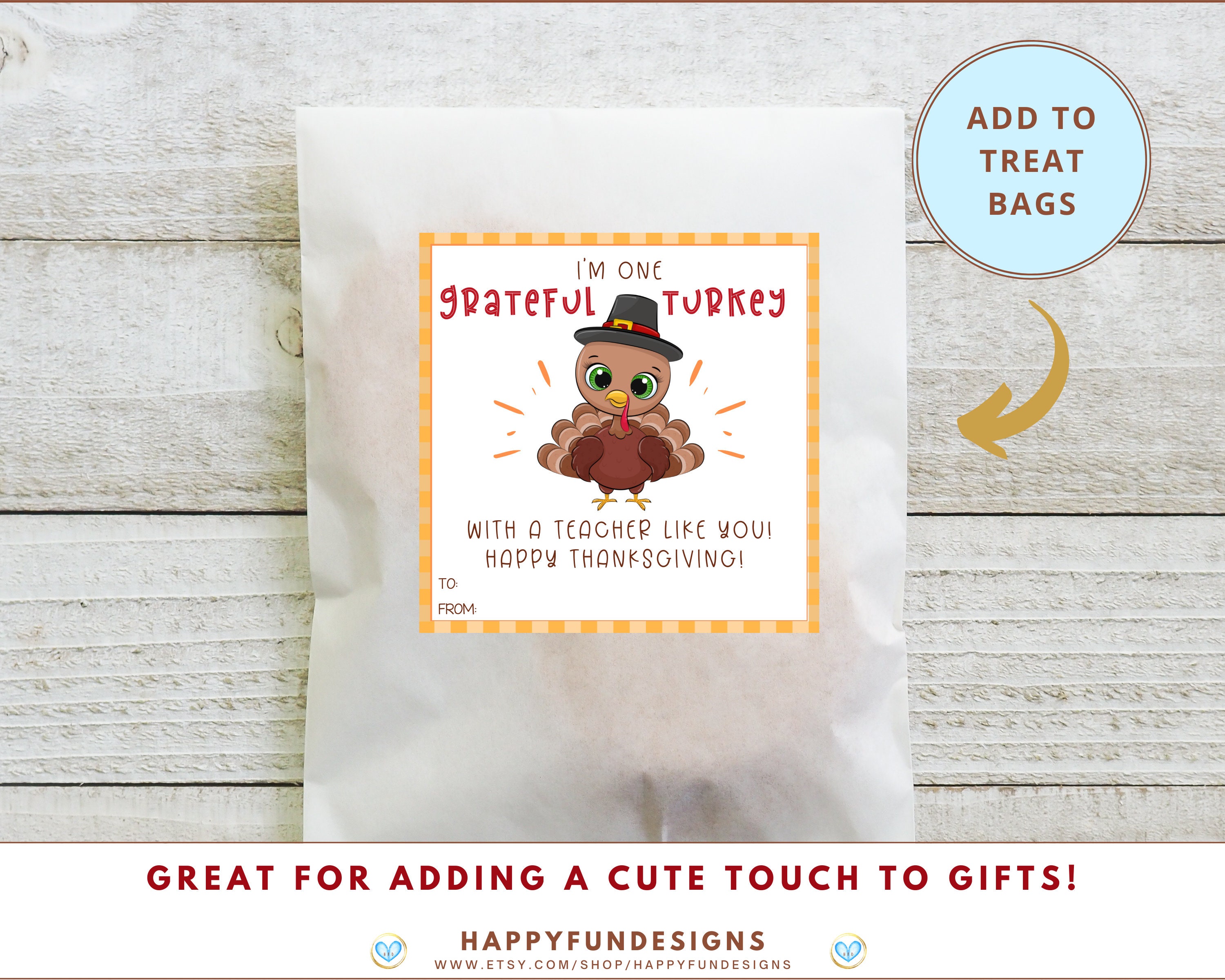 Grateful Turkey Thanksgiving Teacher Appreciation Gift Tags - Etsy