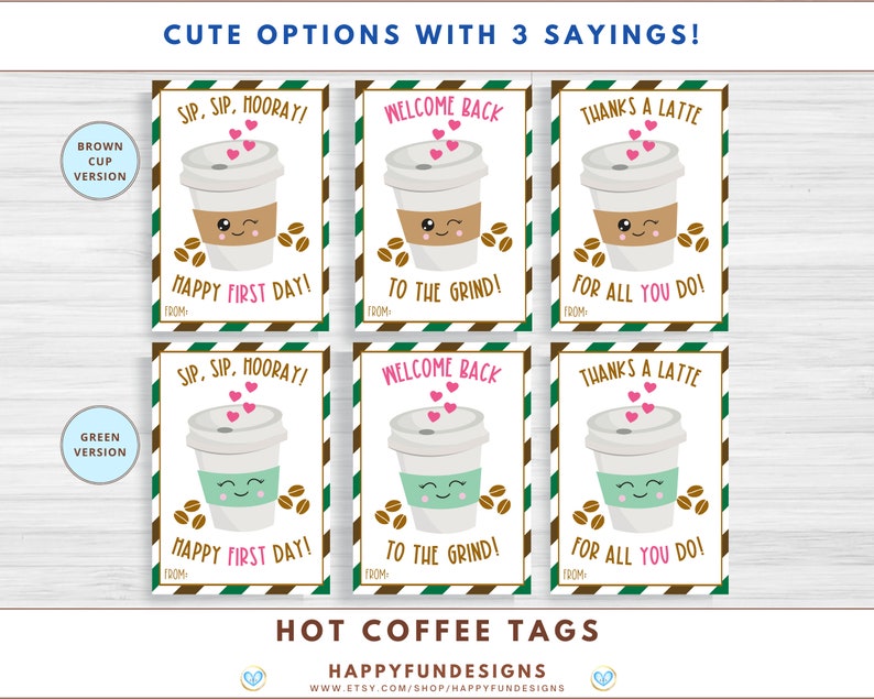 Teacher Appreciation Coffee Gift Tags Printable Thanks a - Etsy