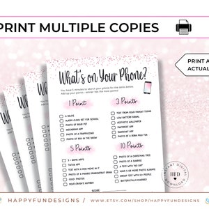 What's on Your Phone Game Printable Party Game for Teen Birthday Trivia ...