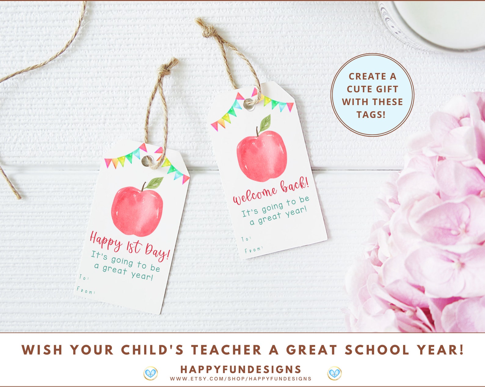 Apple Gift Tags for Teachers Happy 1st Day of School - Etsy