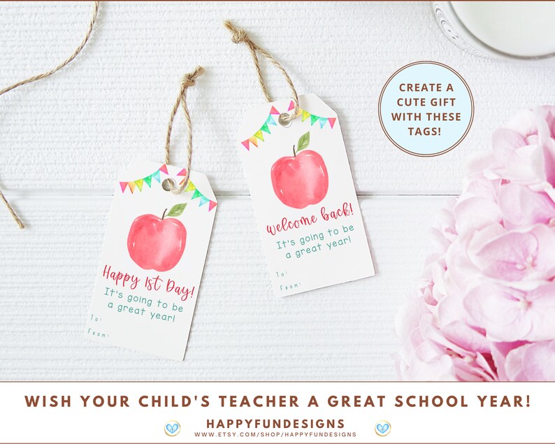 Apple Gift Tags for Teachers Happy 1st Day of School - Etsy