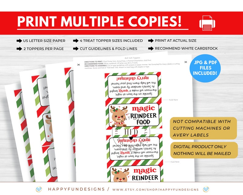 Reindeer Food Bag Topper, Magic Reindeer Food Printable Santa Reindeer ...