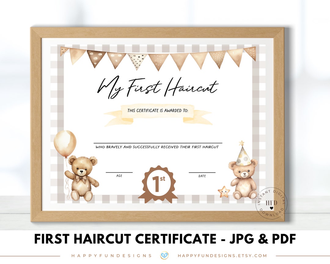 My First Haircut Certificate, Girls Boys First Haircut, Toddler ...