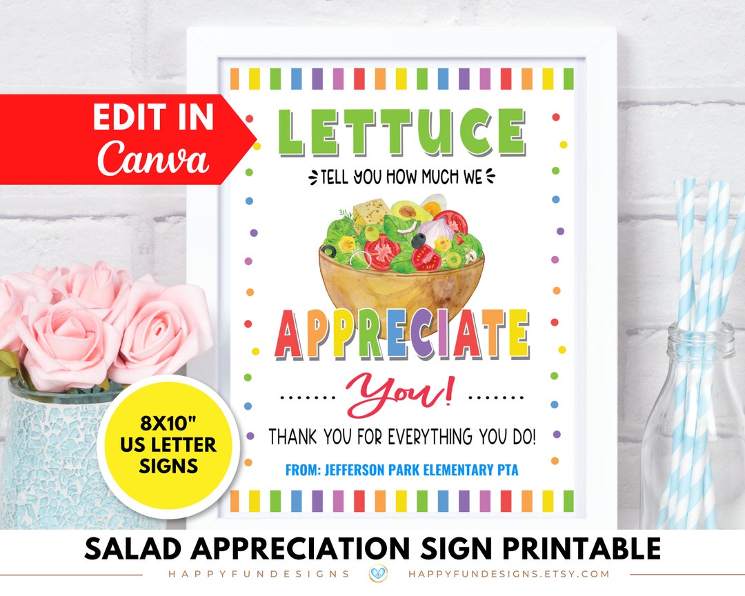 Editable Salad Bar for Teacher Appreciation Printable Salad ...