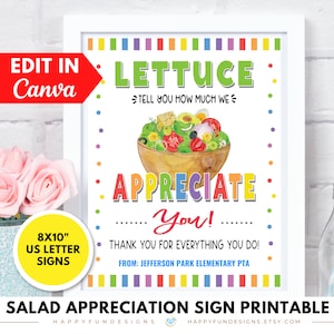 Editable Salad Bar for Teacher Appreciation Printable Salad ...