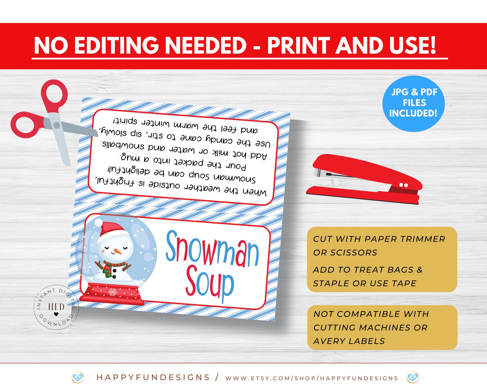Snowman Soup Treat Bag Topper Printable, Snowman Soup Tag, Snowman Soup ...