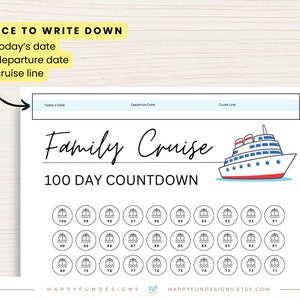 Cruise Countdown Printable, 100 Day Vacation Cruise, Cruise Essential ...