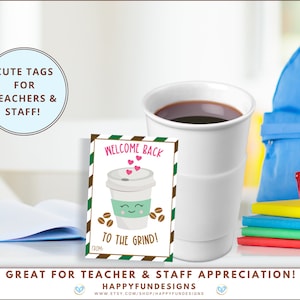 Teacher Appreciation Coffee Gift Tags Printable, Thanks a Latte, Sip ...