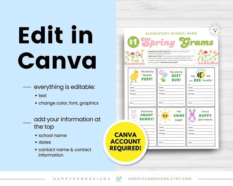 Spring Grams, PTA Easter School Fundraiser, School Candy Gram, School ...