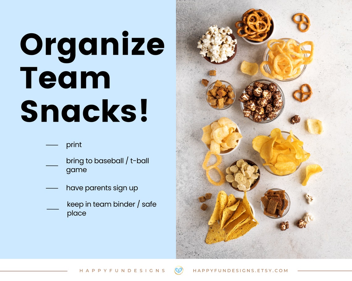Baseball Snack Schedule Printable, Baseball Snack Sign up Sheet, Little ...