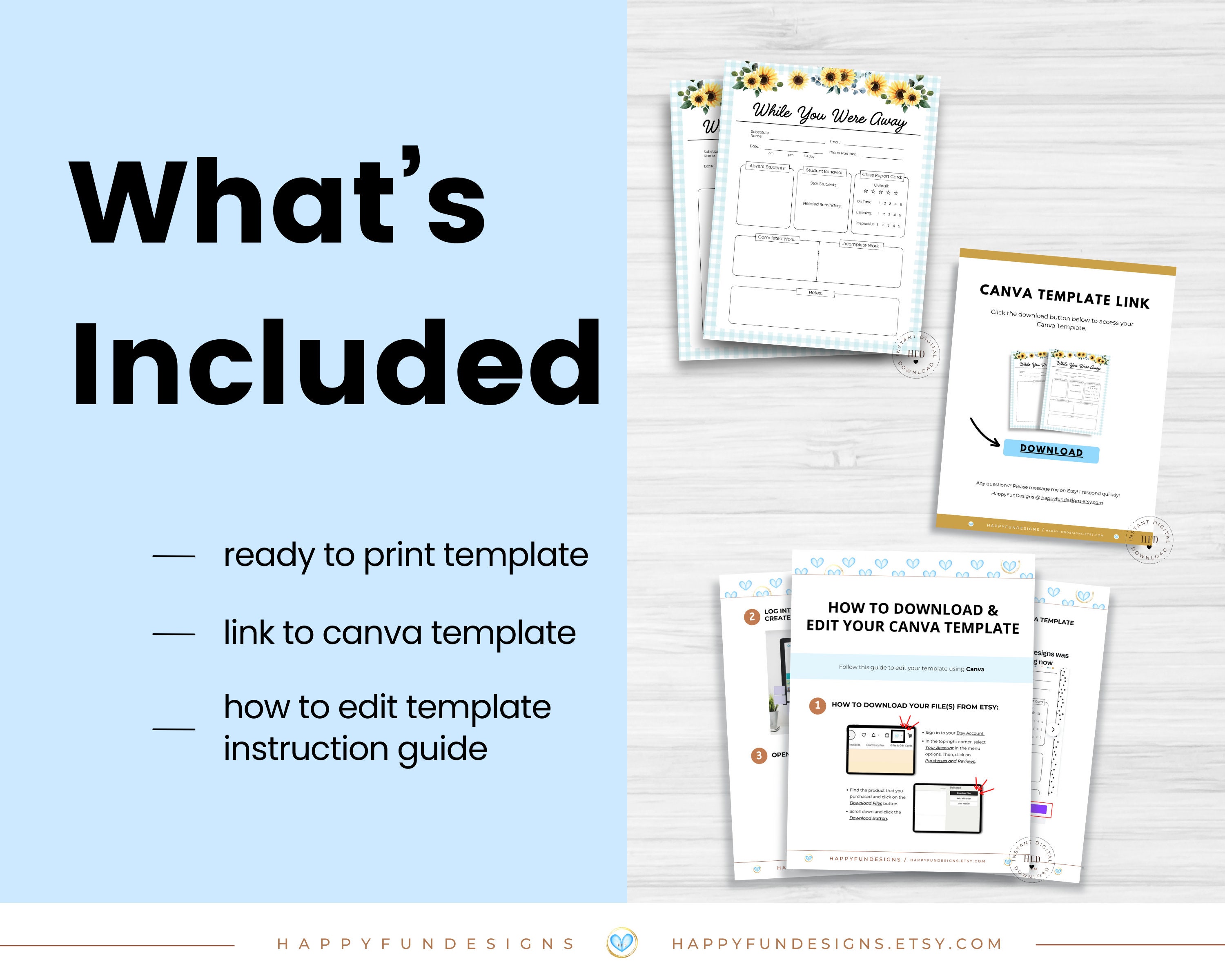 Substitute Teacher Note Template Editable, While You Were Away ...