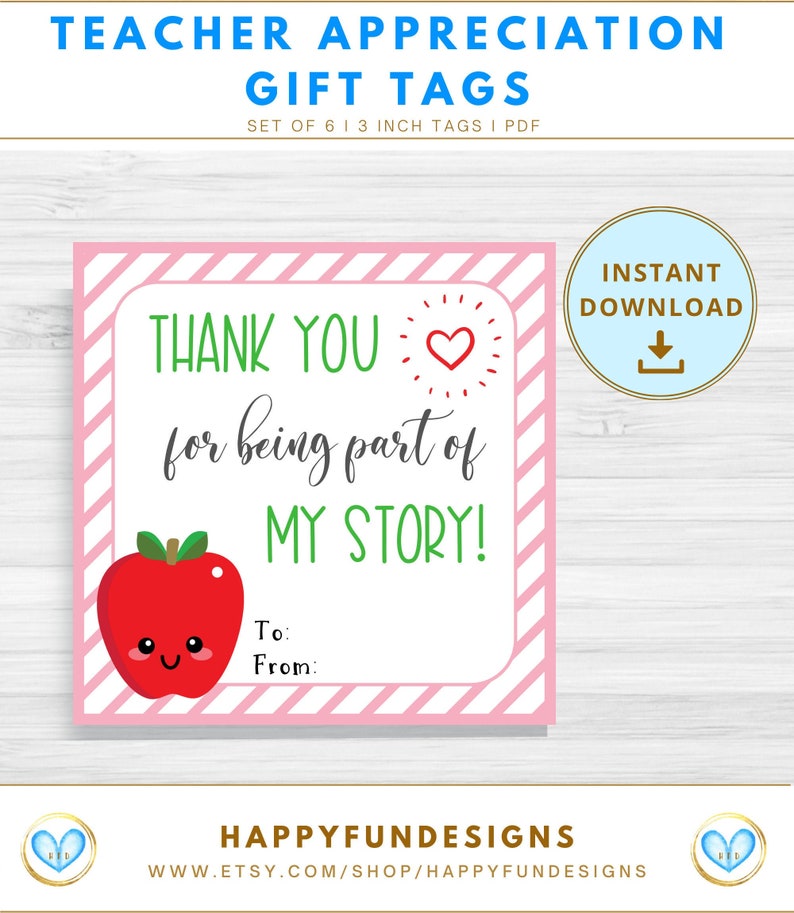 Teacher Appreciation Gift Tags Printable Thank You for Being | Etsy
