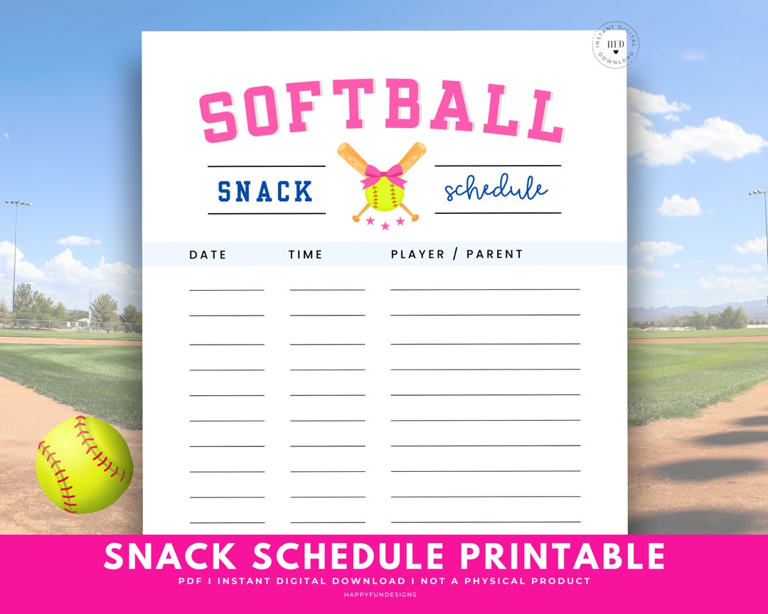 Softball Snack Schedule Printable Softball Concession Stand Snack Sign ...